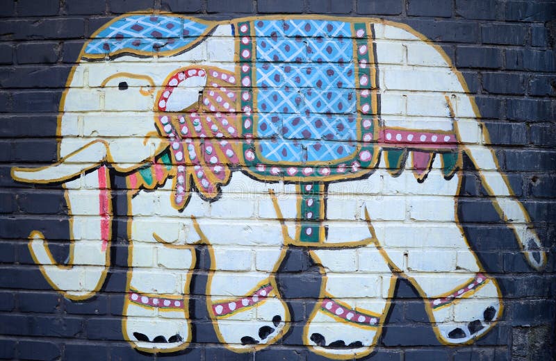 Indian Elephant Graffiti editorial stock photo. Image of graffiti ...