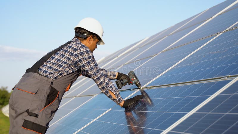 Indian Engineer Working Setup Solar Panel at Station Stock Video ...