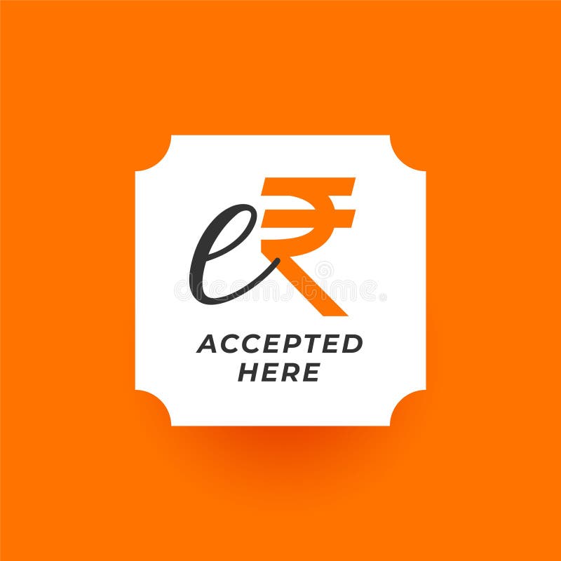 Indian Erupee or E-rupi Accepted Here Label Design for Digital Payments ...