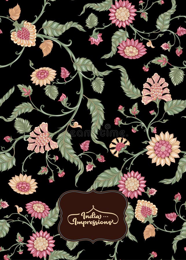 Indian Ethnic Pattern with Stylized Flowers. Stock Photo - Image of ...