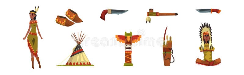 Indian Ethnic Tool and Authentic Object Vector Set Stock Illustration ...