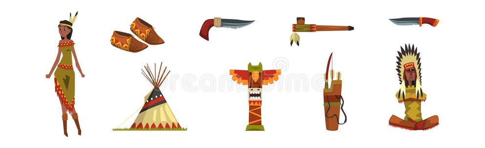 Indian Ethnic Tool and Authentic Object Vector Set Stock Illustration ...