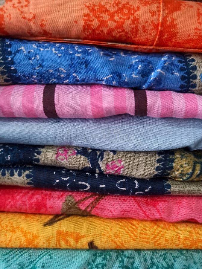 Indian Fabric Design Multicolour Clothes Stock Photo - Image of ...
