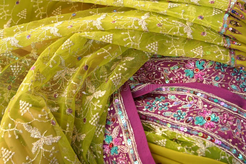 Indian fabrics stock image. Image of green, asia, colorful - 616729