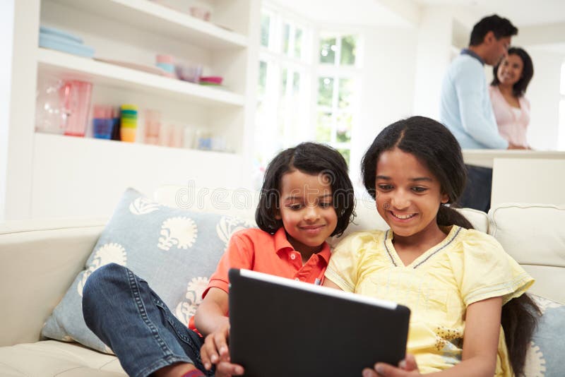 African American Family Using Tablet Computer Stock Photo - Image of ...