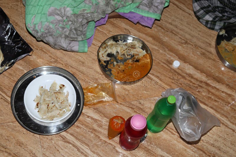 Indian Family Having a Parotta with Chicken Curry, Top View Stock Image ...