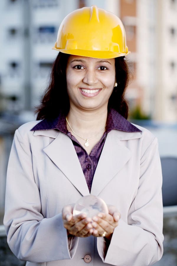 Indian Female Construction Engineer Stock Image - Image of construction ...
