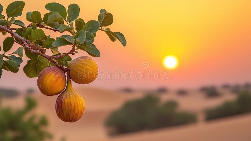 Indian Fig Fruit on Branch in Rajasthan Desert Sunset Stock Photo ...