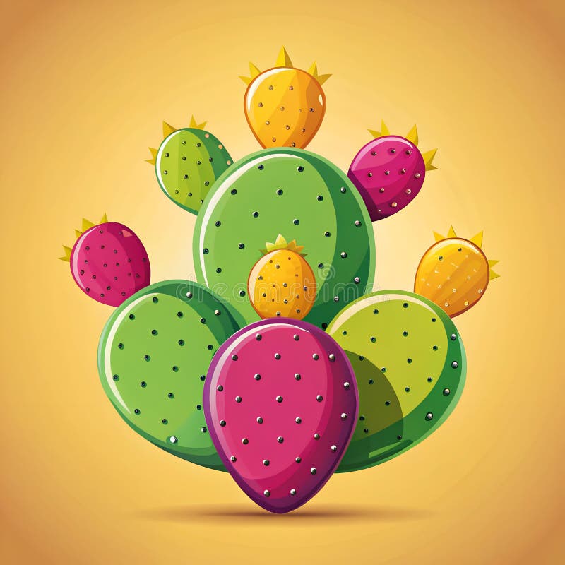 Indian Fig Icon Set in Flat Vector Style Stock Illustration ...