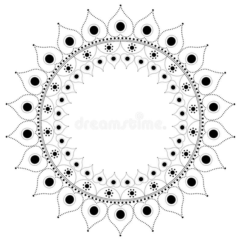 Indian Filigree Dotted Ornament Vector Mehendi Round Lotus Frame Stock ...