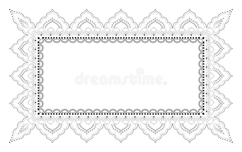 Indian Filigree Dotted Ornament Vector Rectangulare Frame Stock Vector ...