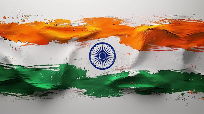 An Indian Flag Banner Painted on a White Background Stock Photo - Image ...