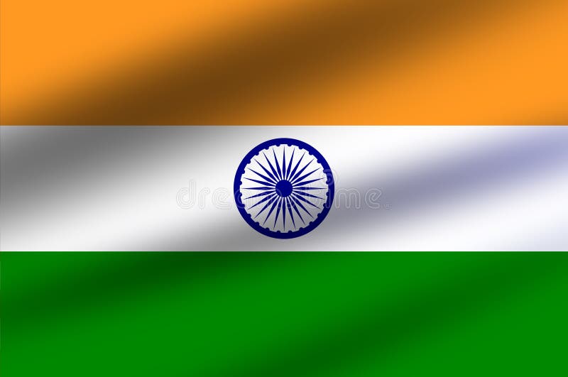 Indian Flag with the Blue Wheel Chakra Symbol. Wavy Flag with Light and ...