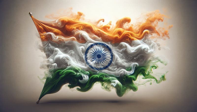 Indian Flag in Dynamic Smoke Art Form Stock Illustration - Illustration ...