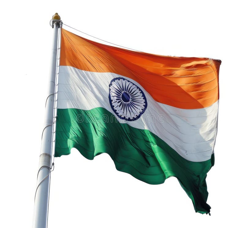 The Indian Flag Flailing Over White Stock Illustration - Illustration ...