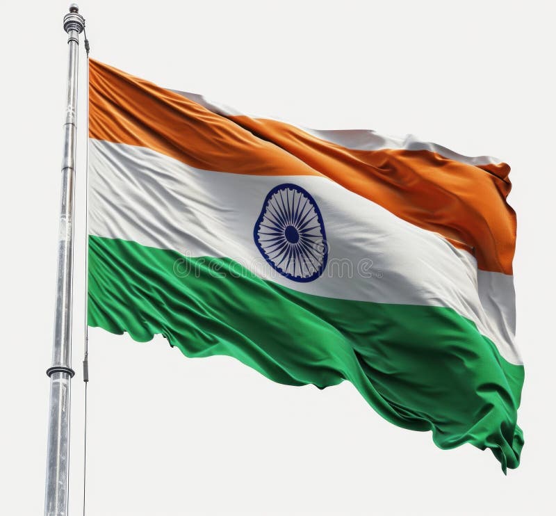 The Indian Flag Flailing Over White Stock Illustration - Illustration ...