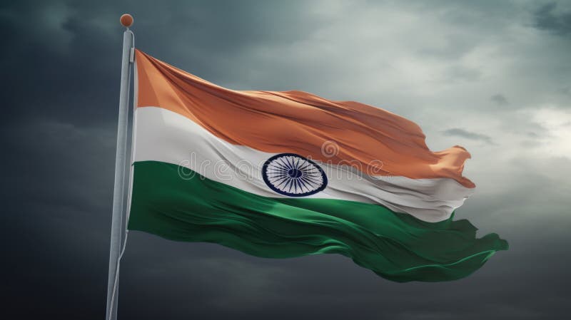 Indian Flag Flying High in the Sky, Suitable for Patriotic Themes Stock ...