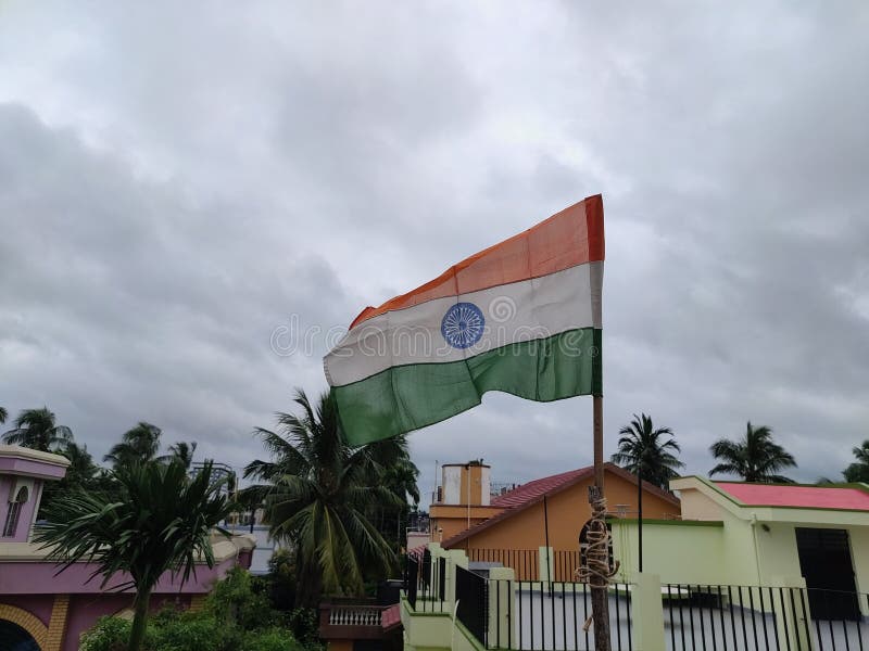 Indian Flag Flying on Rooftop, Independence Day Stock Photo - Image of ...