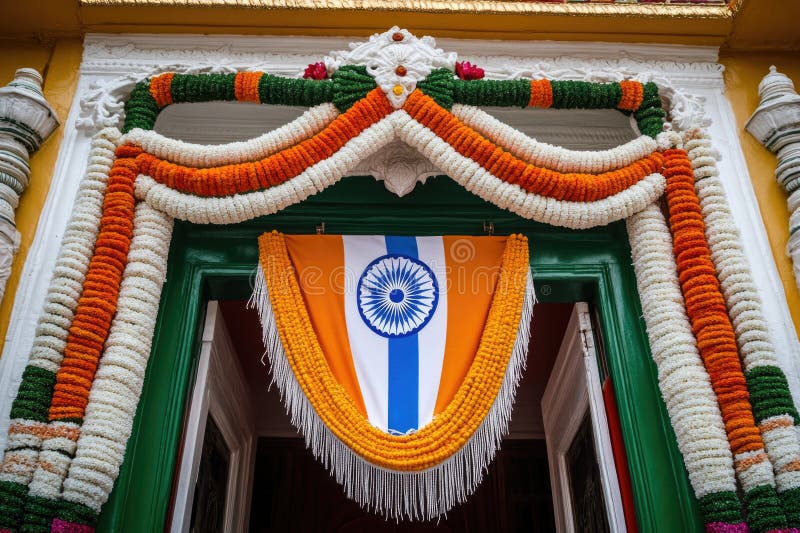 A Indian Flag Hangs from the Side of a Building, a Symbol of National ...