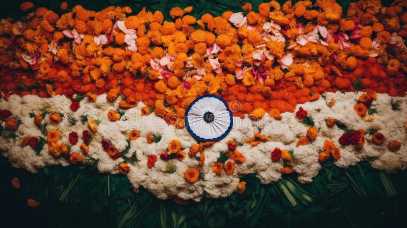 An Indian Flag Made of Flowers. AI Generative Image. Stock Illustration ...