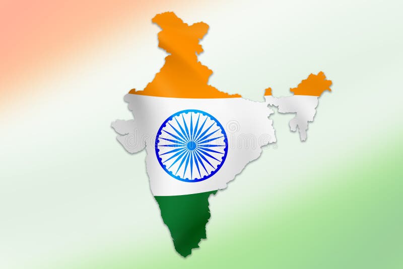 Indian Flag with Map, Indian Independence Day Stock Illustration ...