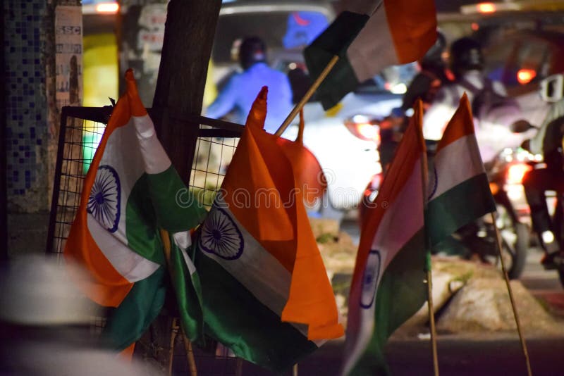 Indian flag in night time stock image. Image of holding - 255583439