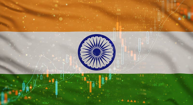 The Indian Flag is Overlaid with Financial Graphs and Data ...