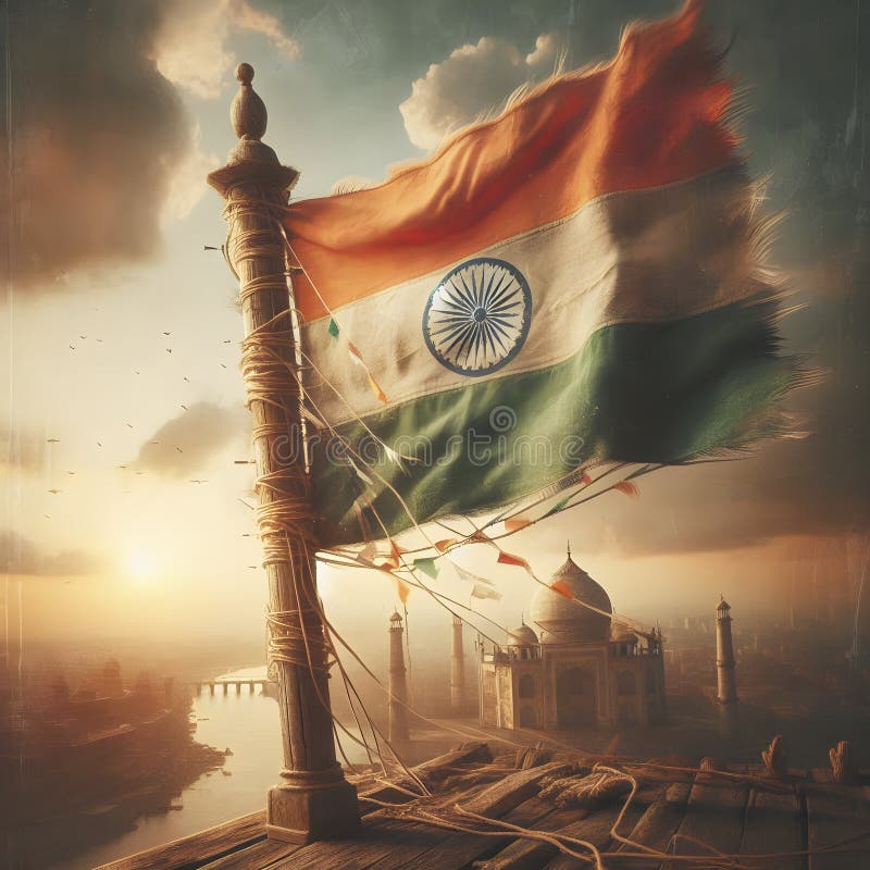 Indian Flag, Realistic Motion Effect, Ai Created Image Stock ...
