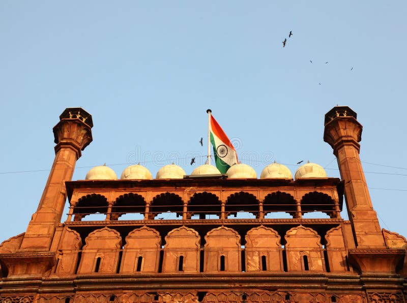 Indian Flag on Red Fort stock photo. Image of ruins, india - 24404468