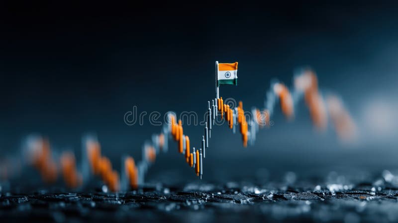Indian Flag on Rising Stock Market Stock Illustration - Illustration of ...