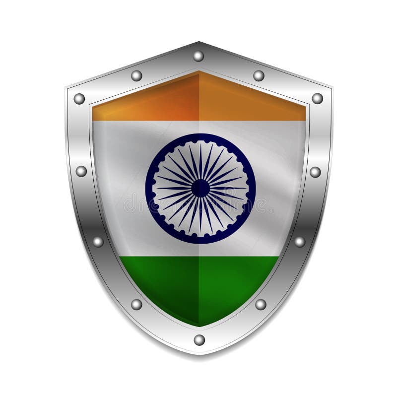 Indian Flag on Shield Vector Illustration Stock Vector - Illustration ...