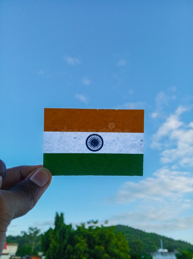 Indian flag on sky stock photo. Image of circle, independent - 259446704