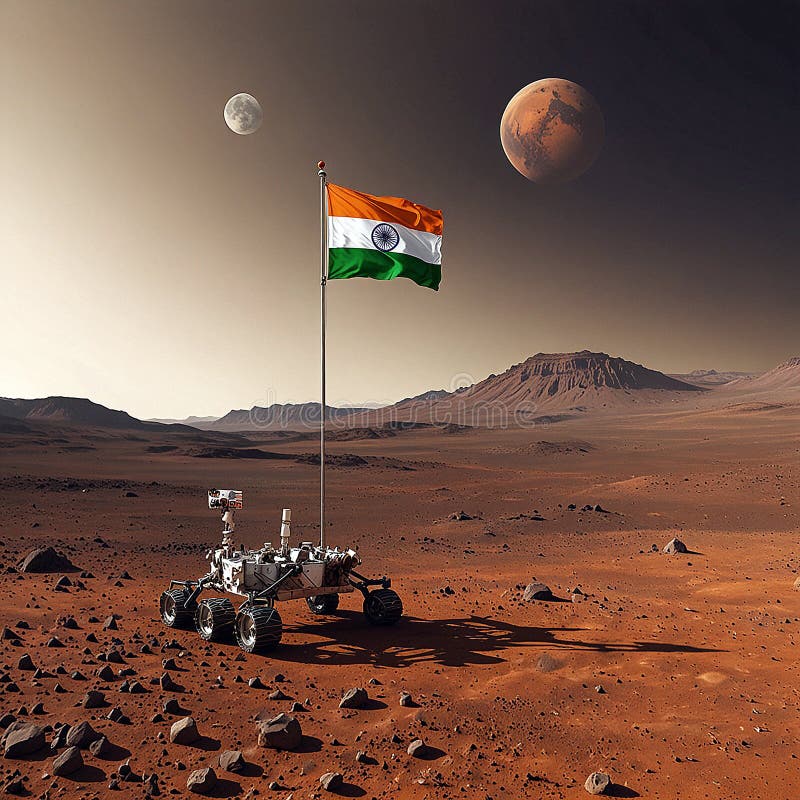 Indian Flag and Space Shuttle on Planet Mars Stock Illustration - Illustration of screenshot ...