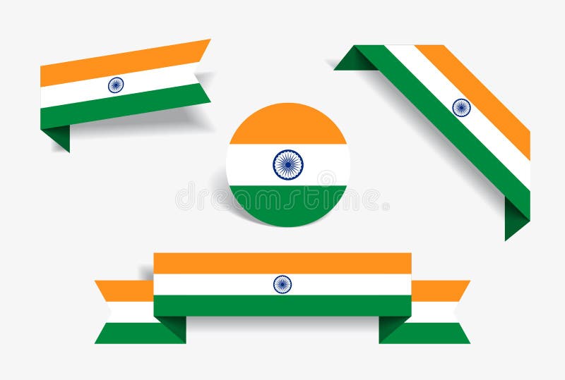 Indian Flag Stickers and Labels. Vector Illustration. Stock Vector ...
