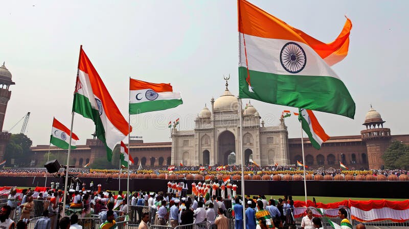 Indian Flag Waving at a Celebration Stock Illustration - Illustration ...