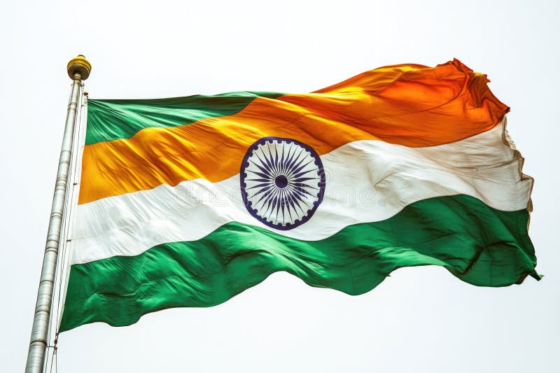 Indian Flag Waving in the Sky, Symbol of National Pride Stock Image ...