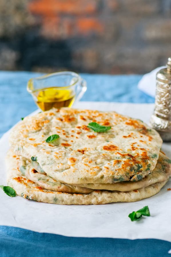Indian Flatbread - Herb Stuffed Paratha Stock Image - Image of herb ...
