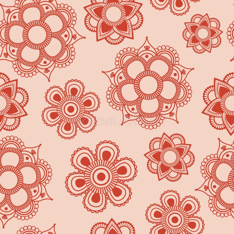Indian Floral Seamless Vector Pattern. Decorative Red Henna Mehndi ...