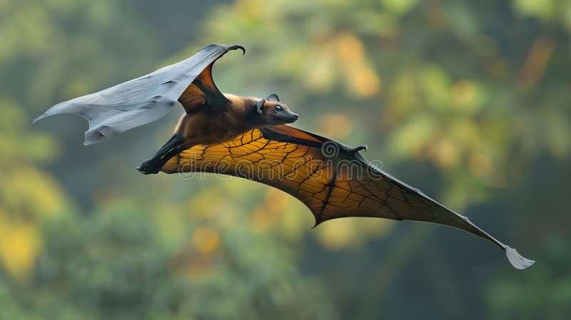 Indian Flying Fox Pteropus Medius, in Flight Stock Photo - Image of ...