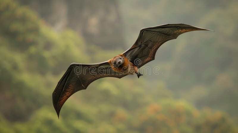 Indian Flying Fox Pteropus Medius, in Flight Stock Image - Image of ...