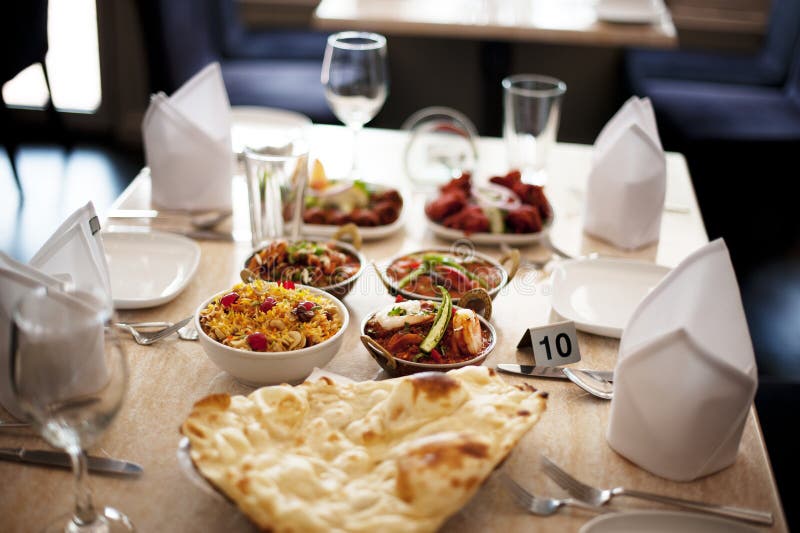 Indian Food Indian Cuisine Restaurant Setting Stock Image - Image of ...