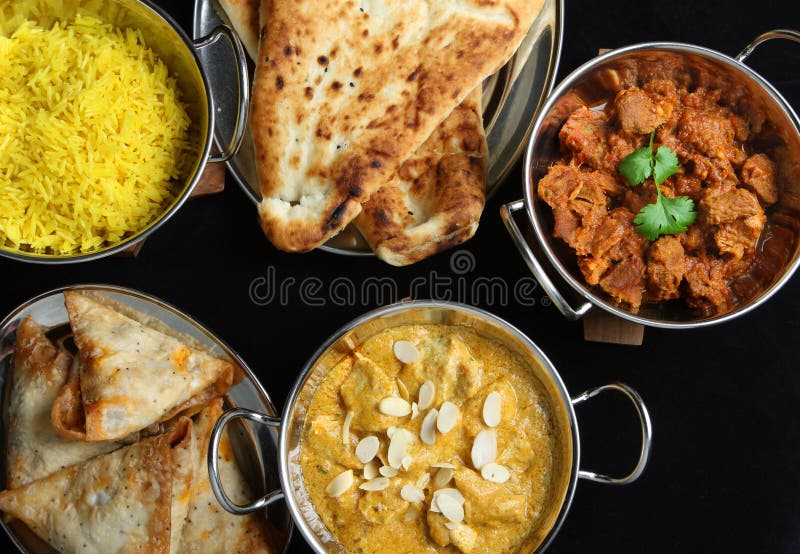 Indian Food Curry Banquet stock image. Image of naan - 17901041