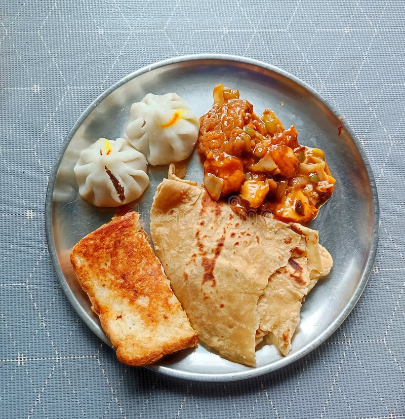 Indian Food Plate with Sweets,chapati & Bread-2 Stock Image - Image of ...