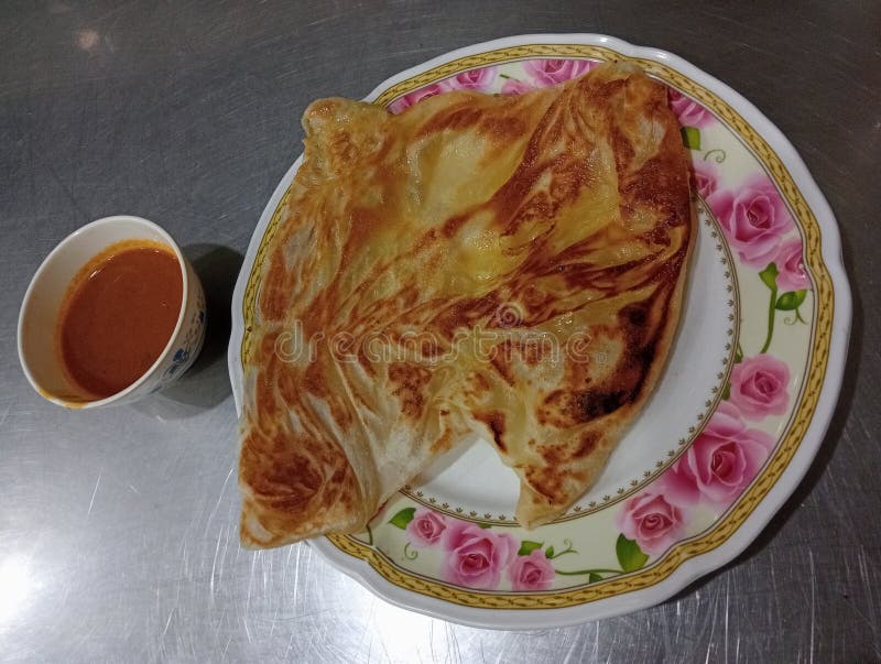 Indian Food Roti Canai with Curry Sauce Stock Image - Image of drink ...