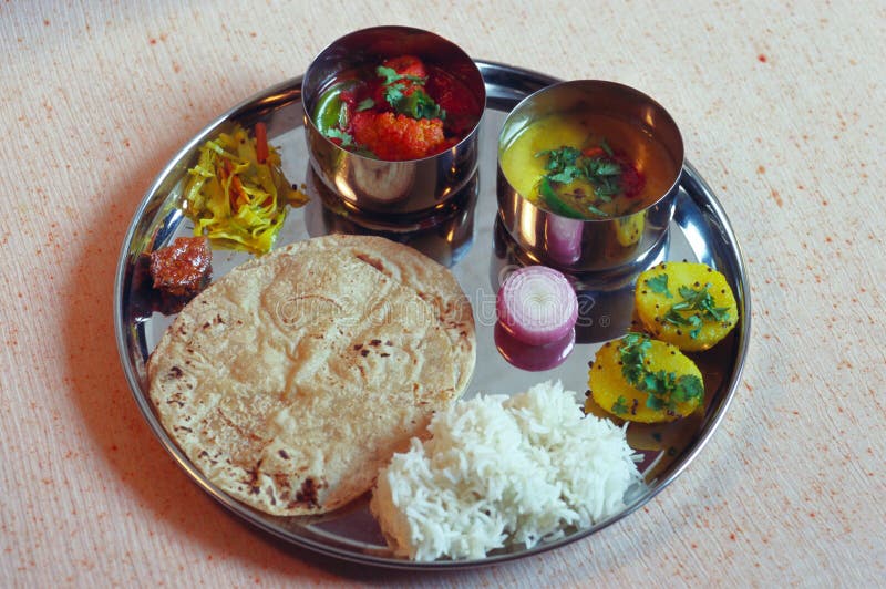Indian Food Served on a Thali, India Stock Photo - Image of perishable ...