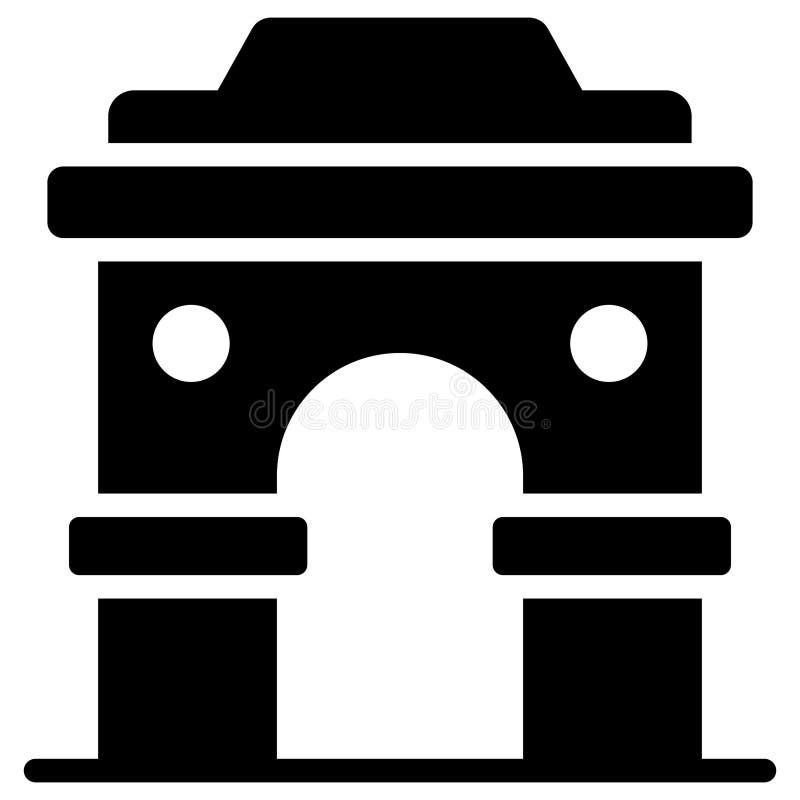 Indian gate black icon stock vector. Illustration of attraction - 260104232
