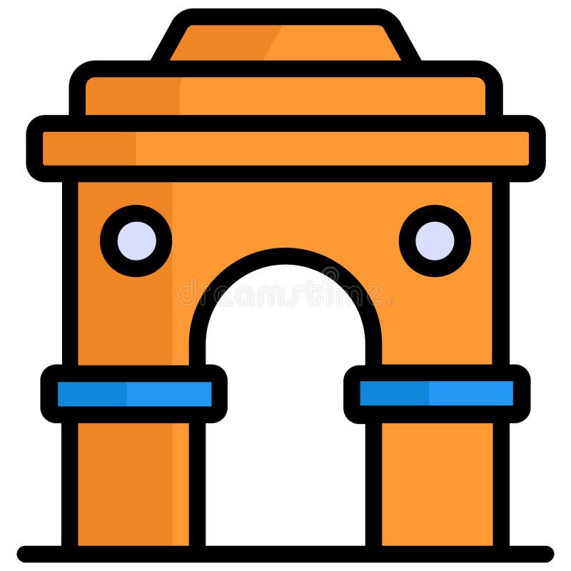 Indian Gate Colored Line Icon Stock Vector - Illustration of colored ...