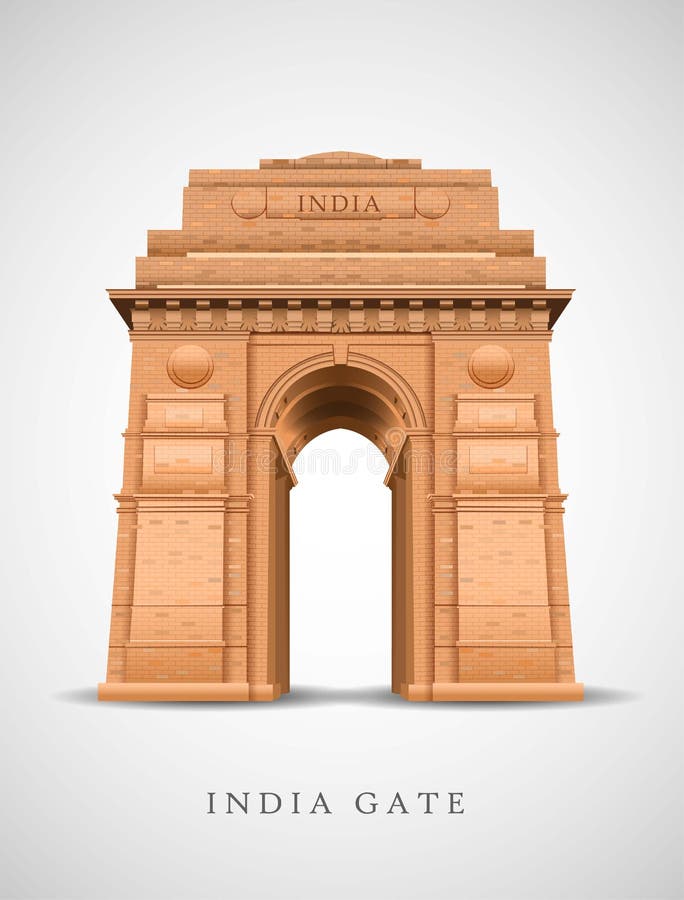 Indian Gate in Delhi Isolated on White. War Memorial Design. Vector ...