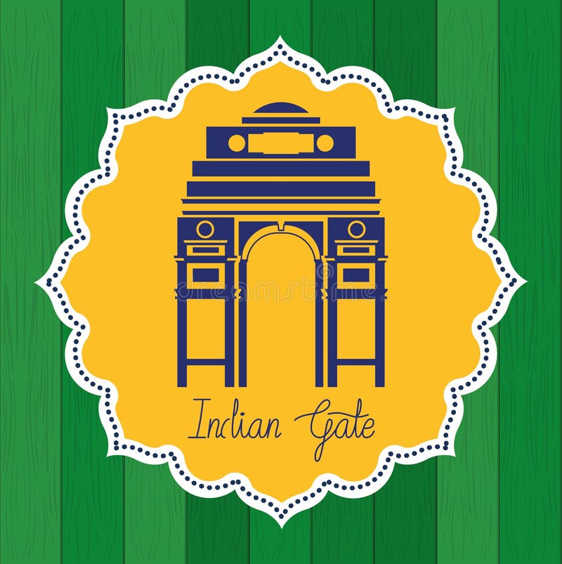 Indian Gate Temple with Lace Frame Stock Vector - Illustration of ...