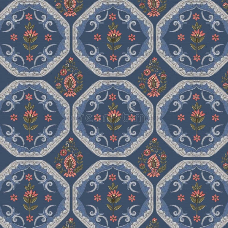 `Indian Geometric Mughal Seamless Pattern Stock Illustration ...